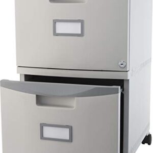 Storex Plastic Two-Drawer File Cabinet – Locking Document Organizer with Casters for Home and Office, Gray, 1-Pack (61310B01C)