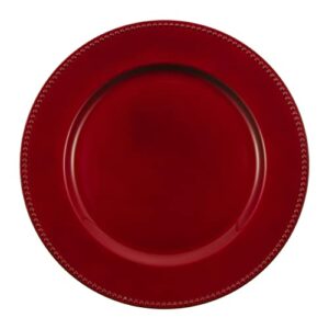 charge it by danny red beaded round charger plates 13" premium quality holiday 12 pack (red beaded)