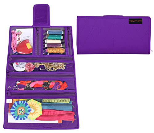 Yazzii Compact Craft Organizer Tote Bag - Portable Storage Bag Organizer - Multipurpose Storage Organizer for Crafts, Cosmetics & Jewelry-Purple