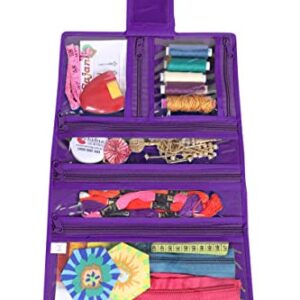 Yazzii Compact Craft Organizer Tote Bag - Portable Storage Bag Organizer - Multipurpose Storage Organizer for Crafts, Cosmetics & Jewelry-Purple