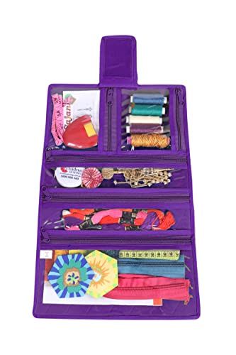 Yazzii Compact Craft Organizer Tote Bag - Portable Storage Bag Organizer - Multipurpose Storage Organizer for Crafts, Cosmetics & Jewelry-Purple