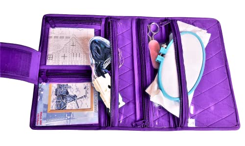 Yazzii Compact Craft Organizer Tote Bag - Portable Storage Bag Organizer - Multipurpose Storage Organizer for Crafts, Cosmetics & Jewelry-Purple