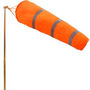 anley 30 inch windsock - rip-stop polyester wind direction measurement sock bag with reflective belt - for outdoors airport farm & park - orange 2.5 feet