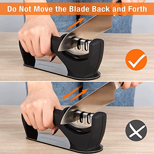 SIMPLETASTE Kitchen Knife Sharpener with Non-Slip Base, 3-Stage Sharpening Tool Helps Restore and Repair Blades Edge