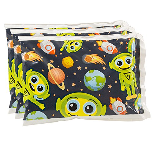 Bentology Kids Ice Packs for Lunch Boxes - 3 Reusable Packs Keeps Food Cold in Lunchboxes & Coolers - Non-Toxic, Safe, Durable - Alien