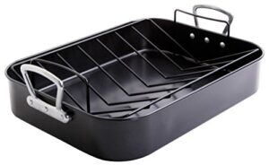 gibson home broxton 2 piece non-stick turkey roaster, black