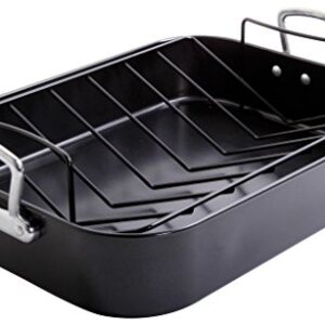 Gibson Home Broxton 2 Piece Non-Stick Turkey Roaster, Black