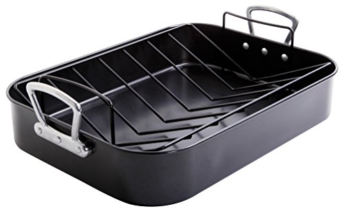 Gibson Home Broxton 2 Piece Non-Stick Turkey Roaster, Black