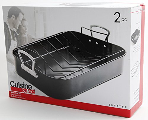 Gibson Home Broxton 2 Piece Non-Stick Turkey Roaster, Black