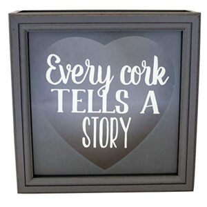 Boston Warehouse Shadowbox Wine Cork Holder Every Cork Tells A Story 10-Inch Gray