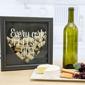 Boston Warehouse Shadowbox Wine Cork Holder Every Cork Tells A Story 10-Inch Gray