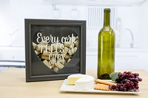 Boston Warehouse Shadowbox Wine Cork Holder Every Cork Tells A Story 10-Inch Gray