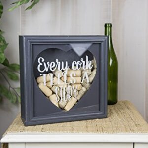 Boston Warehouse Shadowbox Wine Cork Holder Every Cork Tells A Story 10-Inch Gray