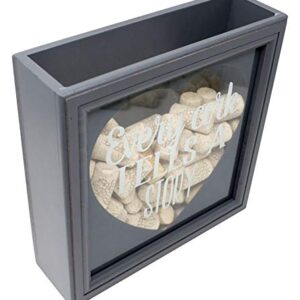 Boston Warehouse Shadowbox Wine Cork Holder Every Cork Tells A Story 10-Inch Gray