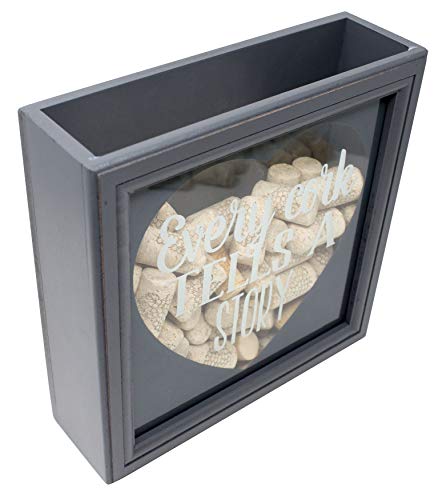 Boston Warehouse Shadowbox Wine Cork Holder Every Cork Tells A Story 10-Inch Gray