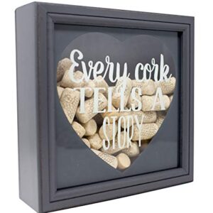 Boston Warehouse Shadowbox Wine Cork Holder Every Cork Tells A Story 10-Inch Gray