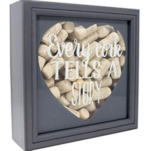 Boston Warehouse Shadowbox Wine Cork Holder Every Cork Tells A Story 10-Inch Gray