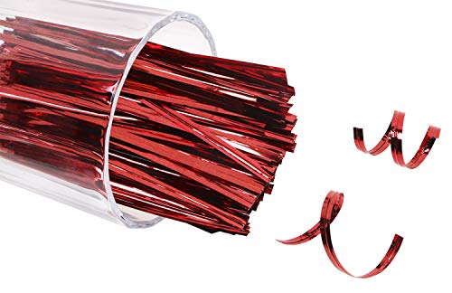 Mini Skater 6 Inches 800 Pieces Metallic Plastic Twist Ties Bag Ties for Cellophane Party Bag (800, Red)