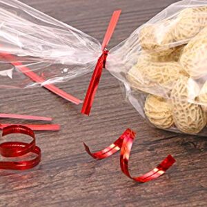 Mini Skater 6 Inches 800 Pieces Metallic Plastic Twist Ties Bag Ties for Cellophane Party Bag (800, Red)