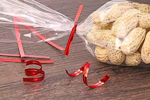 Mini Skater 6 Inches 800 Pieces Metallic Plastic Twist Ties Bag Ties for Cellophane Party Bag (800, Red)