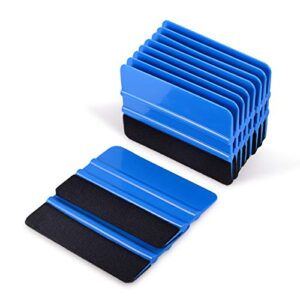 ehdis 10pcs vinyl squeegee felt edge squeegee 4 inch car vinyl scraper decal applicator window tint tool with black fabric felt edge-blue