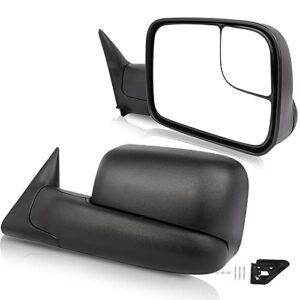 eccpp towing mirrors replacement fit for dodge 94-01 for ram 1500 94-02 for ram 2500 3500 pickup truck manual towing tow mirrors left driver and right passenger pair set fits 60177-78c side mirrors