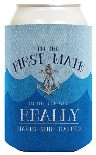 Funny Boating Gifts Captain First Mate Ship Happen Bundle 2 Pack Can Coolie Drink Coolers Coolies Waves