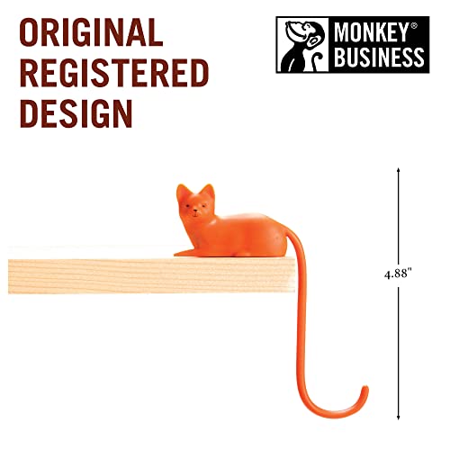 Monkey Business Ginger The Cat Tail Hook for Computer Screen, Desk Headphone Hanger, fits Any Tight Spaces, Hang Keys, Accessories in Easy Reach