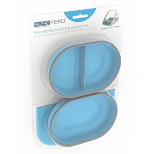 sure petcare mat & bowl set (blue)