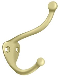 deltana cahh3u3-unl coat & hat hook44; unlacquered bright brass - solid brass