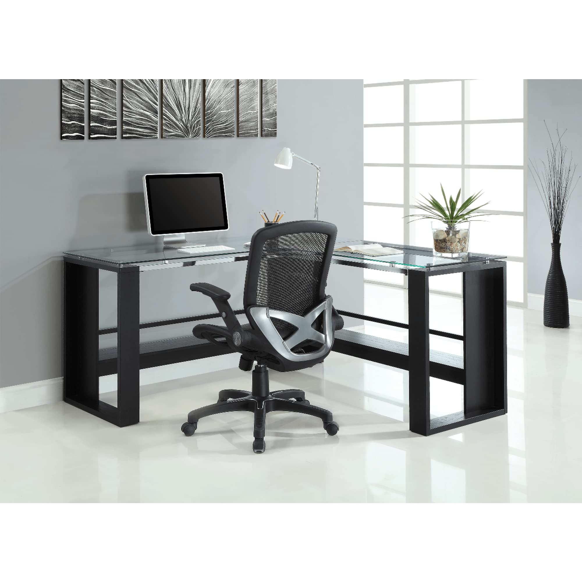 Whalen Jasper 60"W L-Shape Corner Desk, Espresso