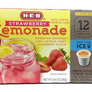 HEB Brew Over Ice, Strawberry Lemonade Single Serve Cups compatible with Keurig 2.0, 12 cts