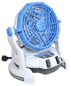 arctic cove mbf0181 18v lithium ion powered cooling bucket top variable speed fan and water mister (18v battery and charger included, 5 gallon bucket not included)