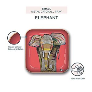 Small Metal Catchall Tray by Studio Oh! - Eli Halpin Elephant - 3.75" x 3.75" - Dish Tray with Unique Full-Color Artwork - Holds Jewelry, Change, Paperclips & Trinkets