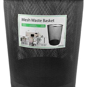 Greenco Small Trash Cans for Home or Office, 2-Pack, 6 Gallon Black Mesh Round Trash Cans, Lightweight, Sturdy for Under Desk, Kitchen, Bedroom, Den, or Recycling Can