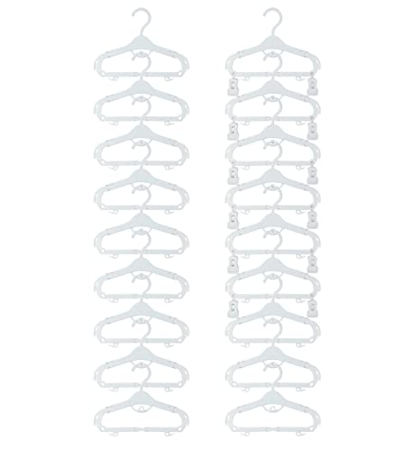 Grohanger Space Saving extendable Baby Hangers with Clips (10-16.4"). Only Expandable Kids Hangers with Full Adult Size Trouser bar and Clips. 18 Stylish Childrens Hangers. 6 Have Clips.