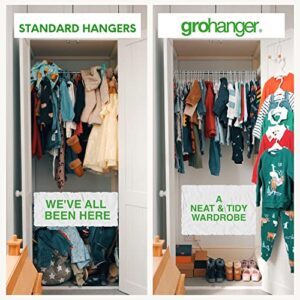 Grohanger Space Saving extendable Baby Hangers with Clips (10-16.4"). Only Expandable Kids Hangers with Full Adult Size Trouser bar and Clips. 18 Stylish Childrens Hangers. 6 Have Clips.