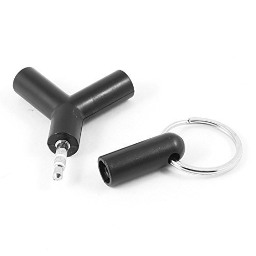 SNDIA 3.5mm Y Shape Stereo Jack Audio Headset Connector Adapter Keyring Splitter (Black) (3 Pack)