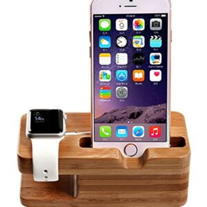 AICase Watch Stand, iWatch Bamboo Wood Charging Dock Charge Station Stock Cradle Holder for Apple Watch & iPhone X/ 8 Plus/ 8/7 Plus 6 6 Plus 5S 5 (Bamboo Wood II)