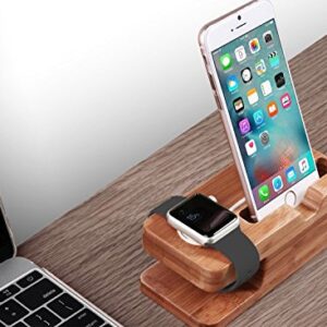 AICase Watch Stand, iWatch Bamboo Wood Charging Dock Charge Station Stock Cradle Holder for Apple Watch & iPhone X/ 8 Plus/ 8/7 Plus 6 6 Plus 5S 5 (Bamboo Wood II)