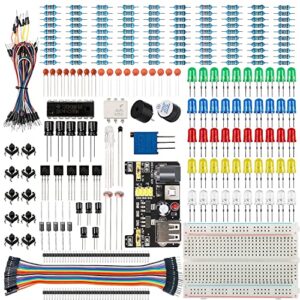 smraza basic starter kit for arduino,breadboard, power supply, jumper wires, resistors, led, electronic fun kit compatible with arduino r3, mega2560, nano, raspberry pi