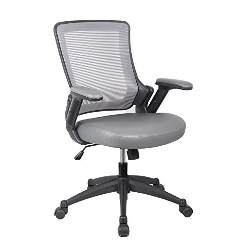 Techni Mobili Height Adjustable Arms Mid-Back Mesh Task Office Chair, 25" W x 25" D x 34" H, Gray