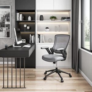 Techni Mobili Height Adjustable Arms Mid-Back Mesh Task Office Chair, 25" W x 25" D x 34" H, Gray