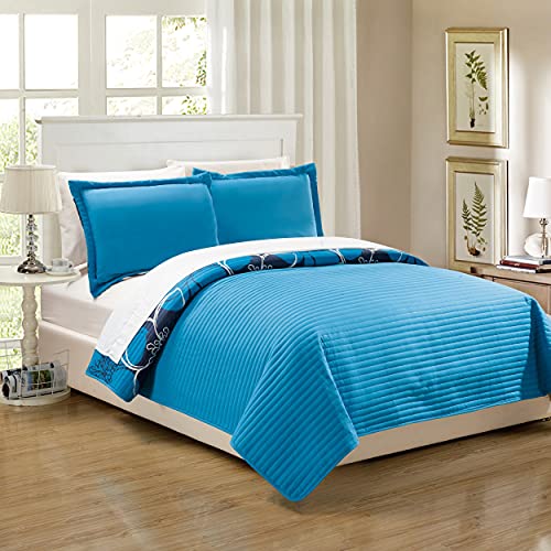 Chic Home Woodside Quilt, Queen, Blue