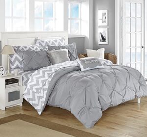 chic home 9 piece louisville bedding set, full, grey