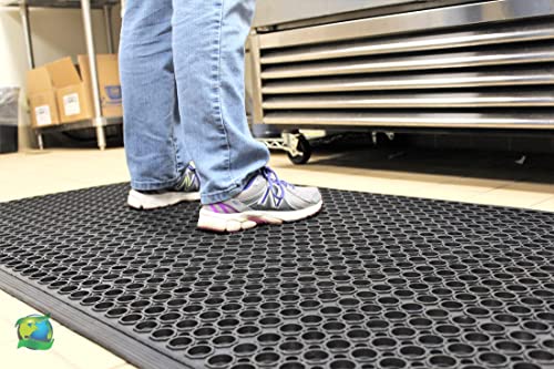 Envelor Anti Fatigue Rubber Floor Mat Restaurant Kitchen Drainage Mat Door Mats Durable Non-Slip Bar / Utility Mat Indoor Outdoor Wet Area 24" x 36"