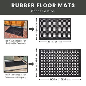 Envelor Anti Fatigue Rubber Floor Mat Restaurant Kitchen Drainage Mat Door Mats Durable Non-Slip Bar / Utility Mat Indoor Outdoor Wet Area 24" x 36"