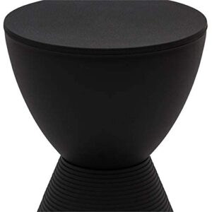 LeisureMod Modern Boyd Side Table Indoor and Outdoor Use, 16.75" H x 11.75" W x 11.75" D (Black)