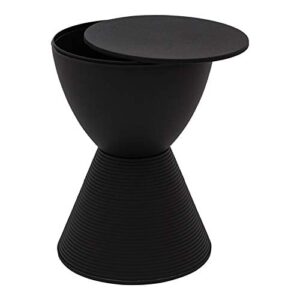 LeisureMod Modern Boyd Side Table Indoor and Outdoor Use, 16.75" H x 11.75" W x 11.75" D (Black)