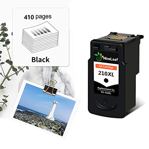 NineLeaf Remanufactured High Yield Ink Cartridge Compatible for Canon PG-210XL PG-210 XL PIXMA iP2700 MX320 MP495 IP2702 MP230 MP240 MP250 MP280 (401 Pages, Ink Level Indicator) (Black,1 Pack)